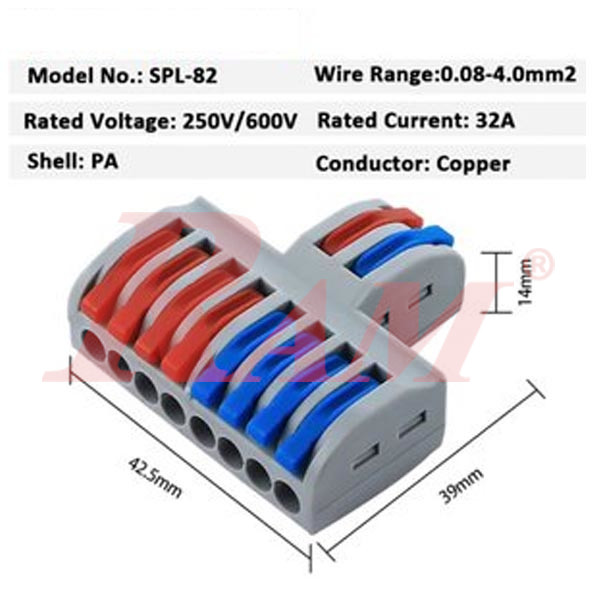 WAGO SPL-82 - 2 in 8 out Universal Compact Wire Wiring Connector | RAM Electronics website